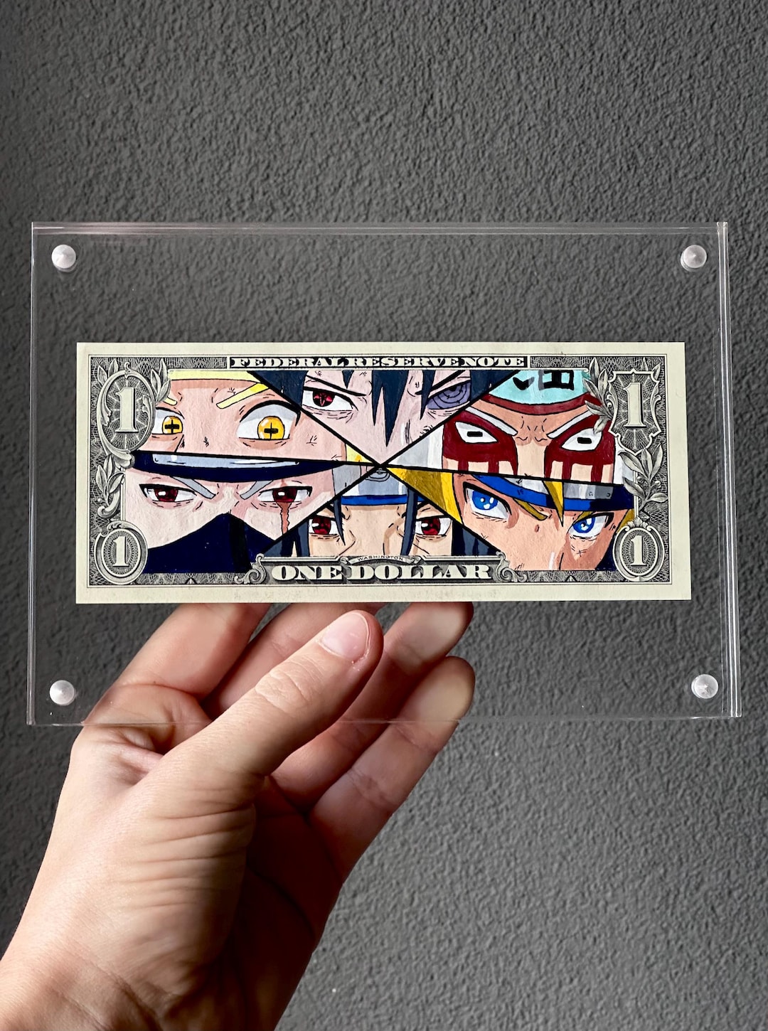 Unique Naruto Dollar Bill Art Including Transparent Acrylic Photo Frame ...