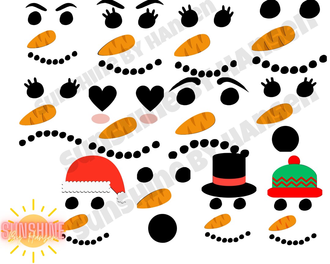 Snowman Face SVG Vinyl Snowman Faces PNG for Print Snowman Face for ...