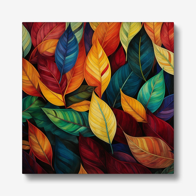Colorful Leaves Abstract Painting Wall Decor Instant Download ...