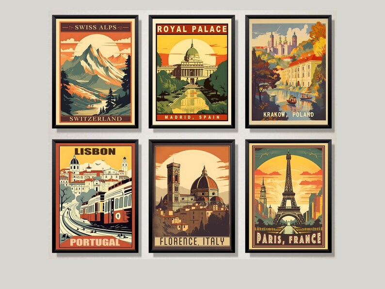 The Enchanting European Expedition - 6 Vintage Travel Posters - Set 1 ...