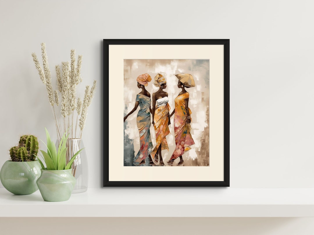 Vibrant Afro Boho Modern Acrylic Style Art: Printable Digital Download ...