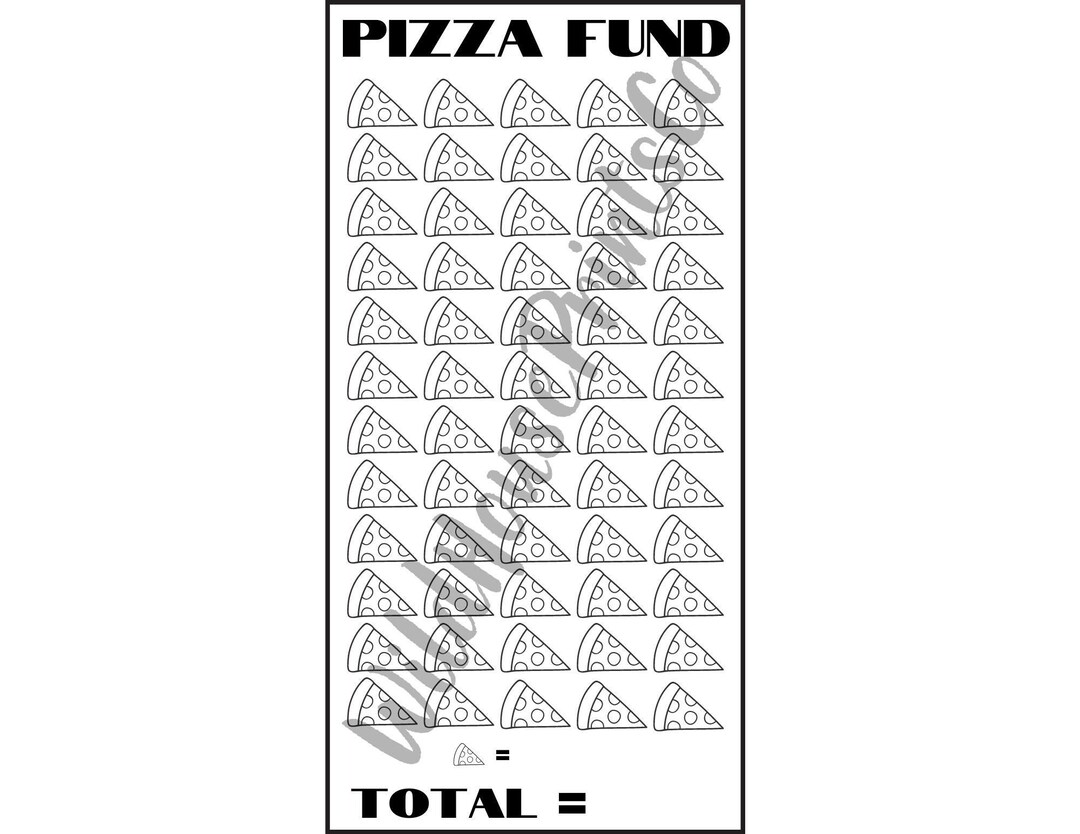 Pizza Fund Savings Challenge Printable | for A6 Cash Envelopes - Etsy