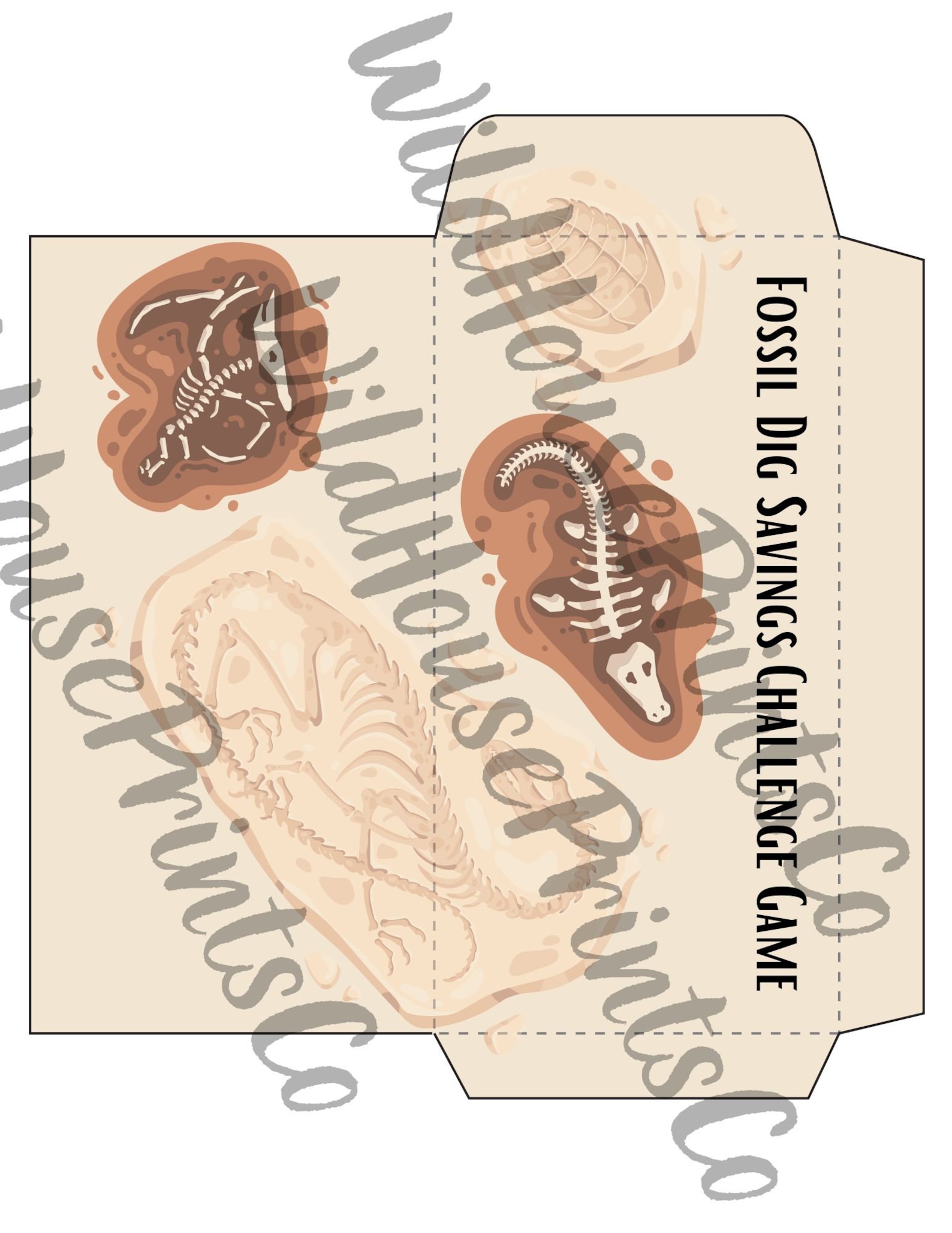 Fossil Dig Savings Challenge Game Printable | Letter Size | A6 Envelope ...