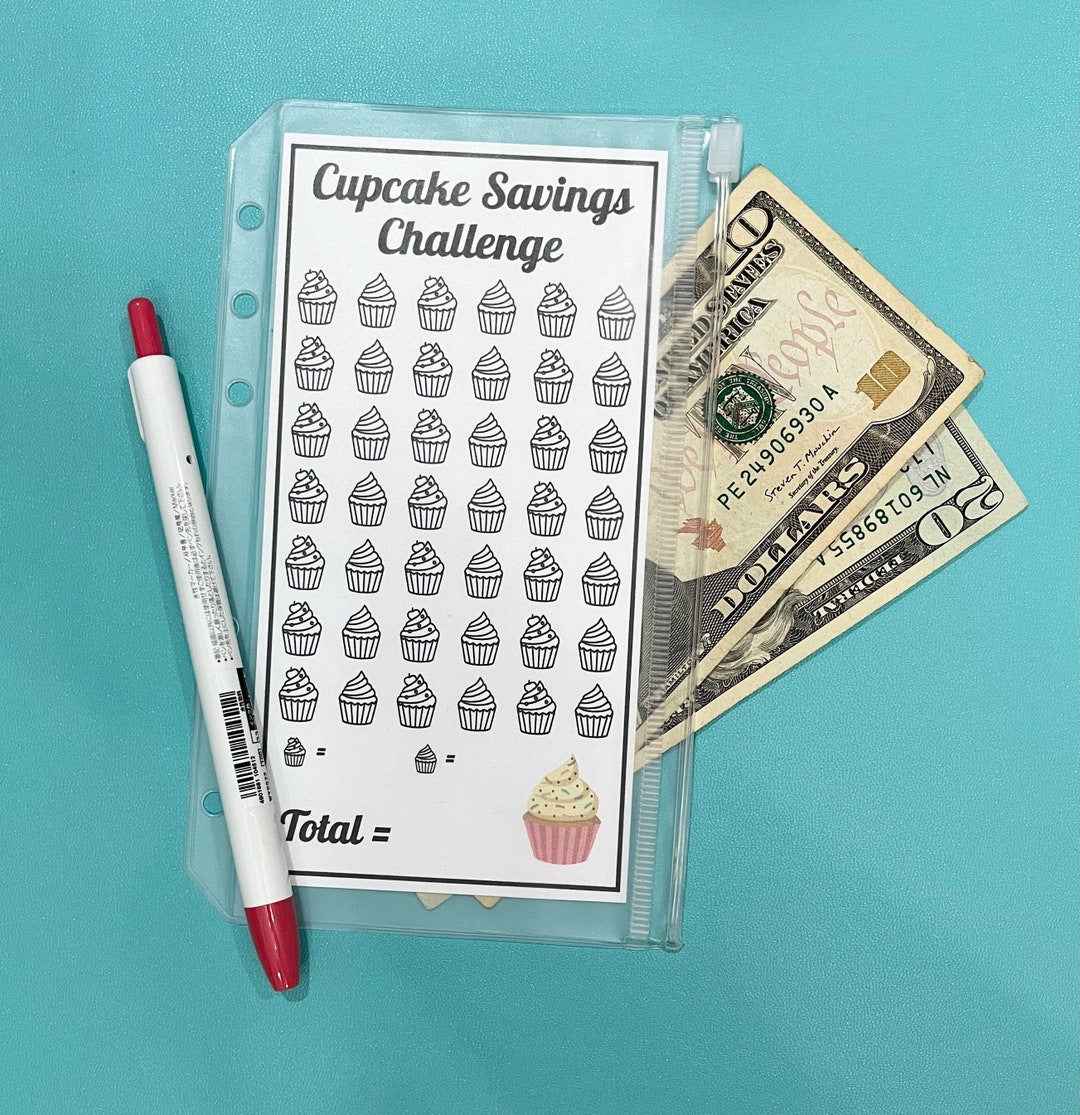 Cupcake Savings Challenge Printable | for A6 Cash Envelopes - Etsy