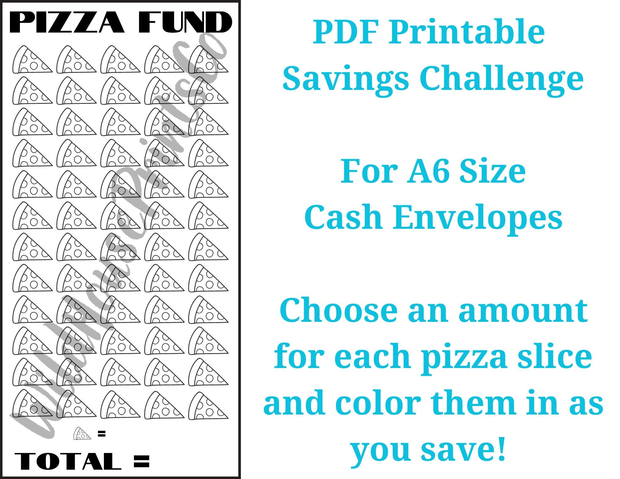 Pizza Fund Savings Challenge Printable for A6 Cash Envelopes - Etsy