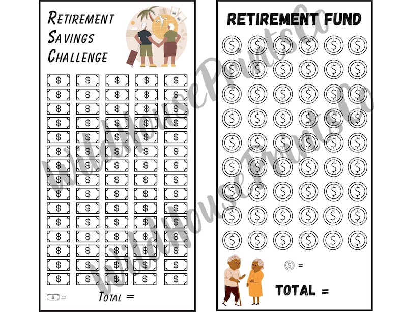 Retirement Savings Challenge Printable Bundle for A6 Cash - Etsy