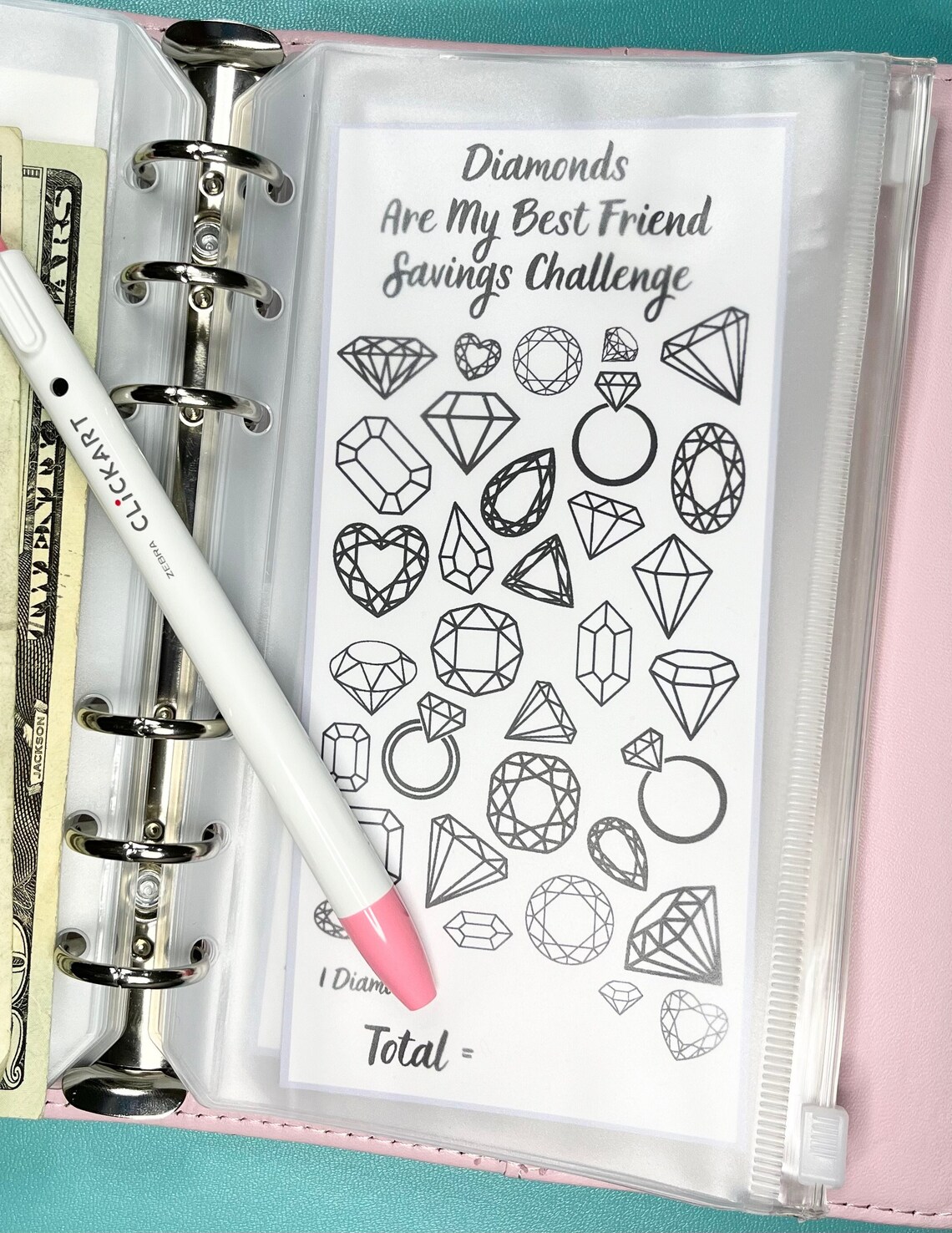 Diamonds Savings Challenge Printable: A6 Cash Envelope (digital ...