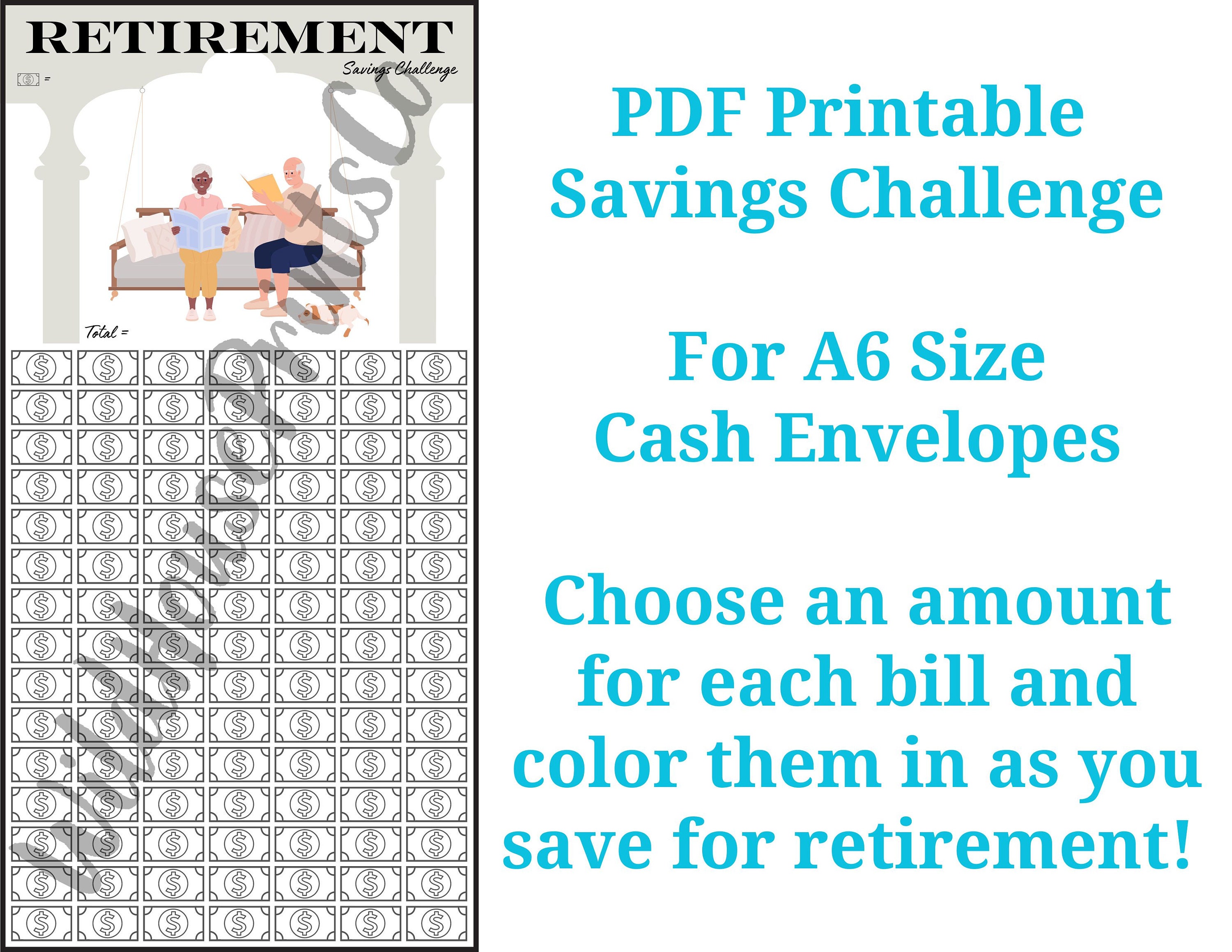 Retirement Savings Challenge Printable | Any Budget | A6 Size - Etsy