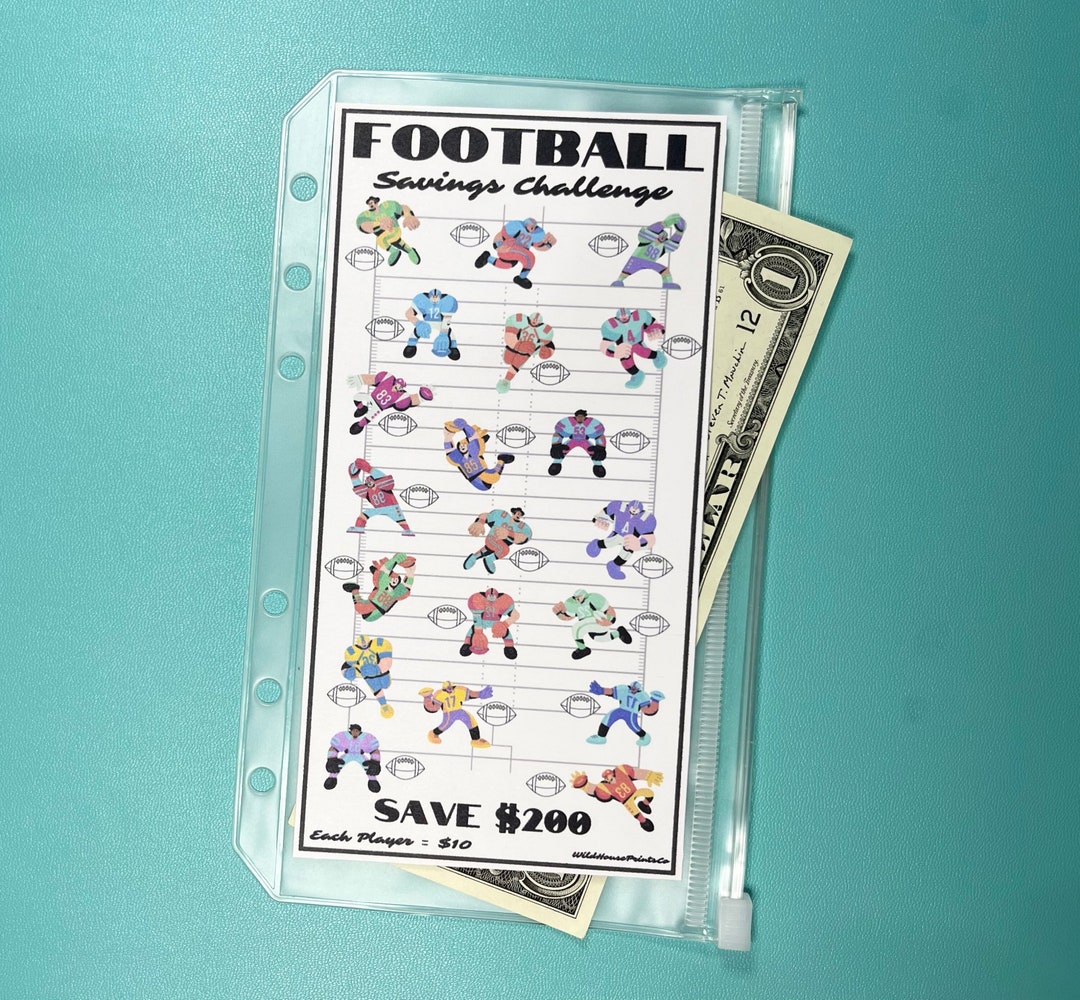 Savings Challenge Printable, Football, 200 Dollar, for A6 Cash ...