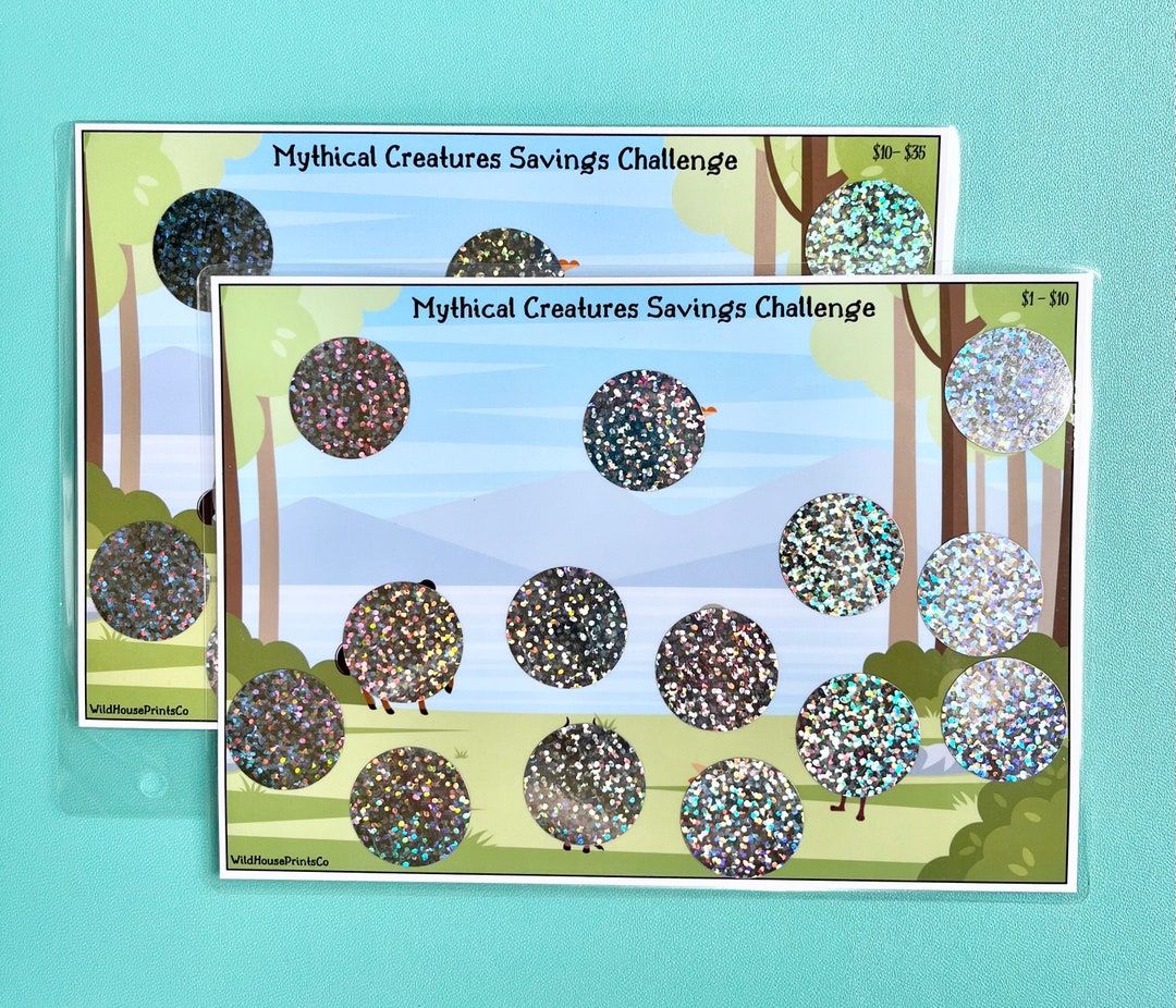 Mystery Scratch off Savings Challenge, A5 Size, Mythical Creatures ...