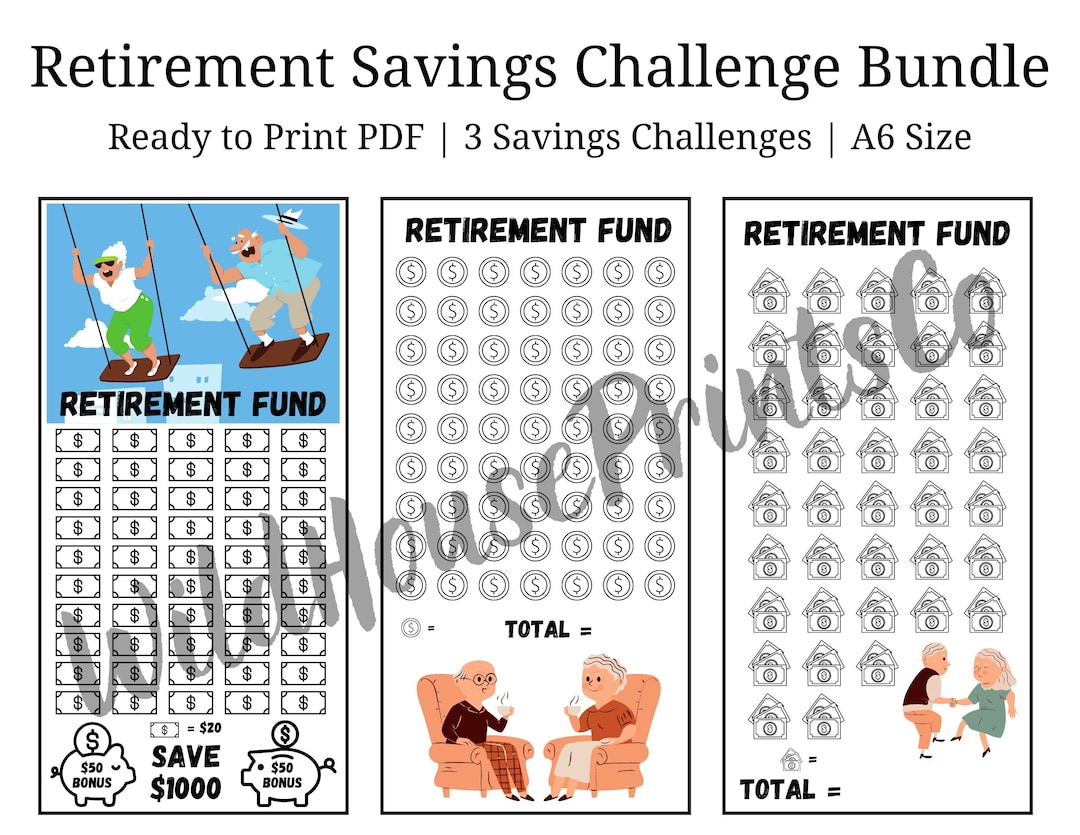 Retirement Savings Challenge Printable | Set of 3 | for A6 Cash ...