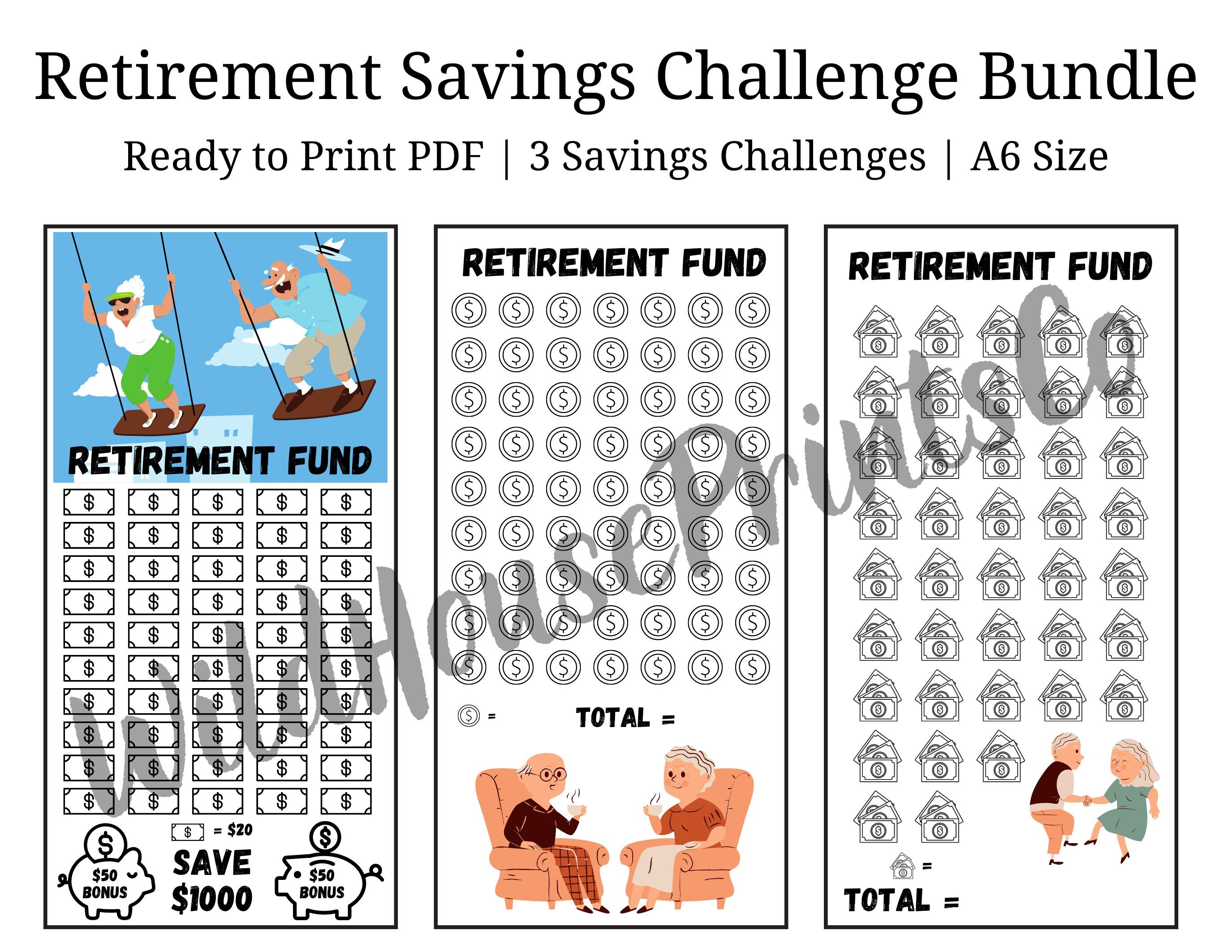 Retirement Savings Challenge Printable Set of 3 for A6 - Etsy