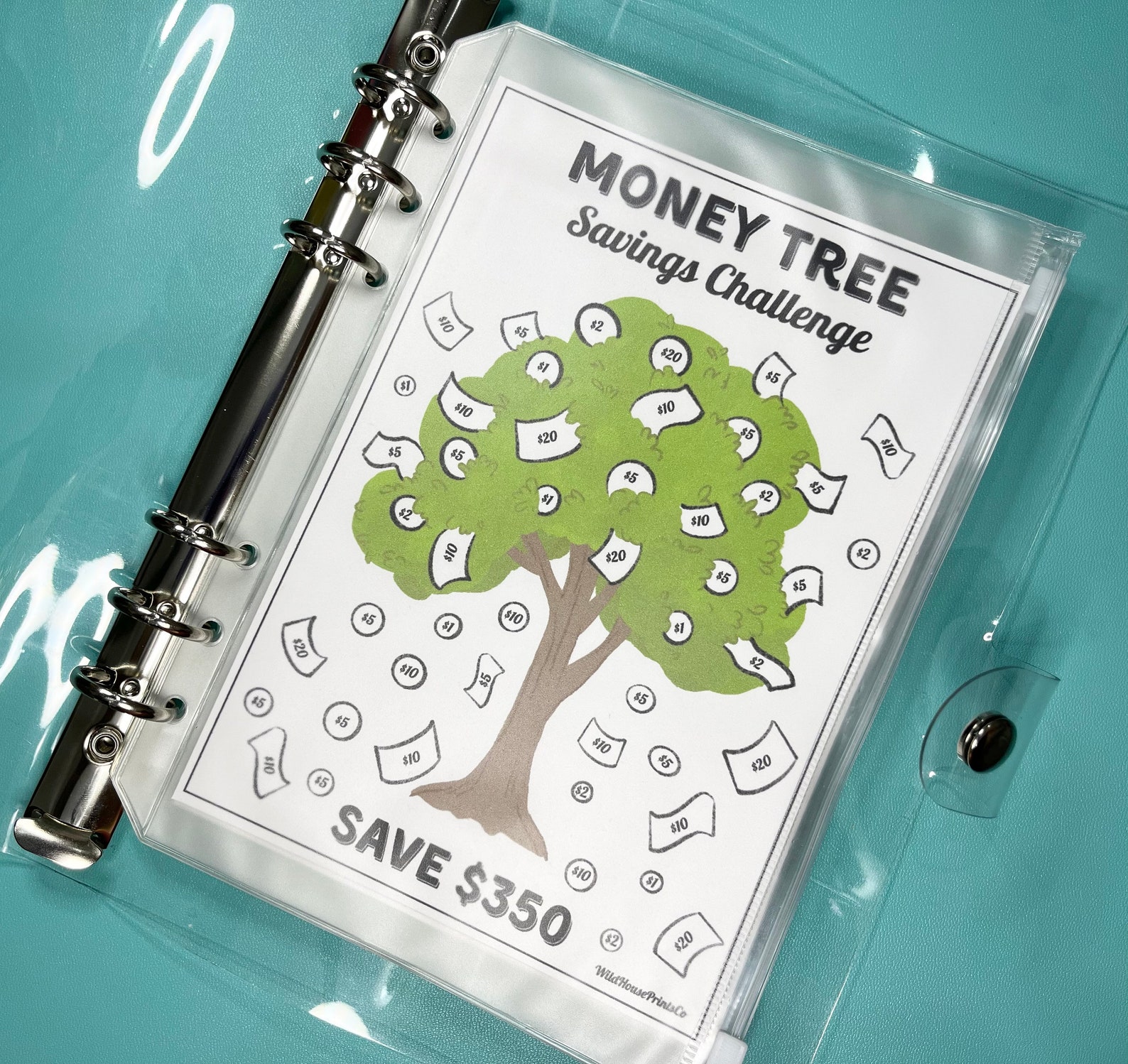Savings Challenge Printable, Money Tree, 350 Dollar, for A5 Cash ...