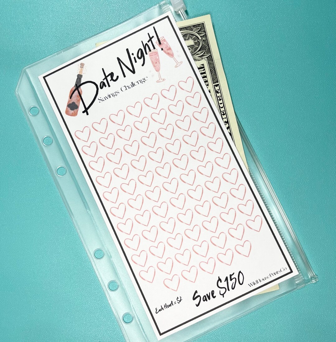 Savings Challenge Printable, Date Night, 150 Dollar, for A6 Cash ...