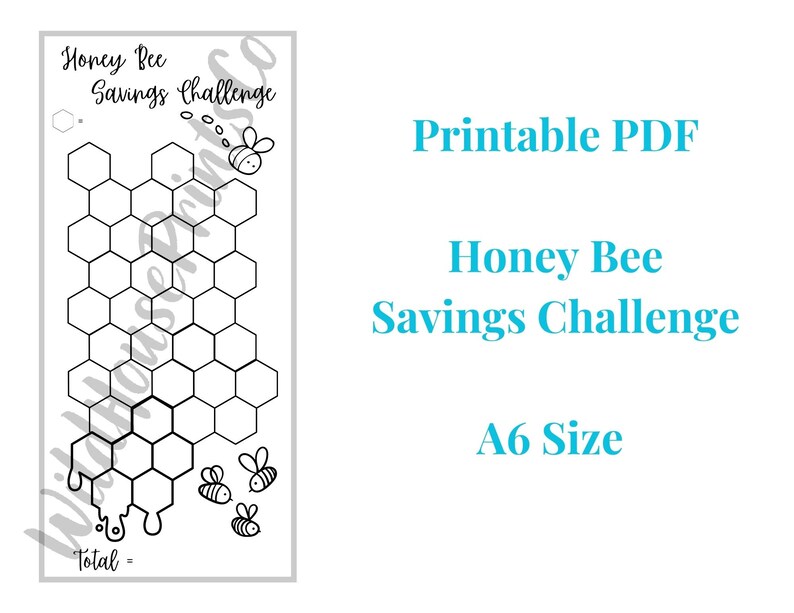 Honey Bee Savings Challenge Printable for A6 Cash Envelopes - Etsy