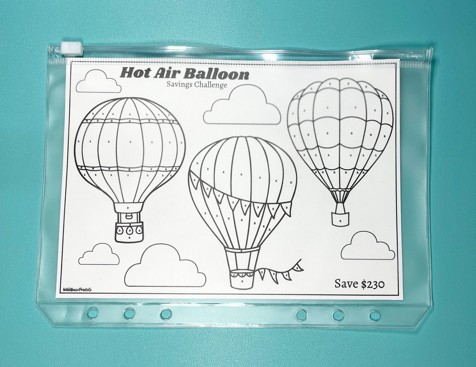 Savings Challenge Printable | Hot Air Balloon | 230 Dollar | for A5 ...
