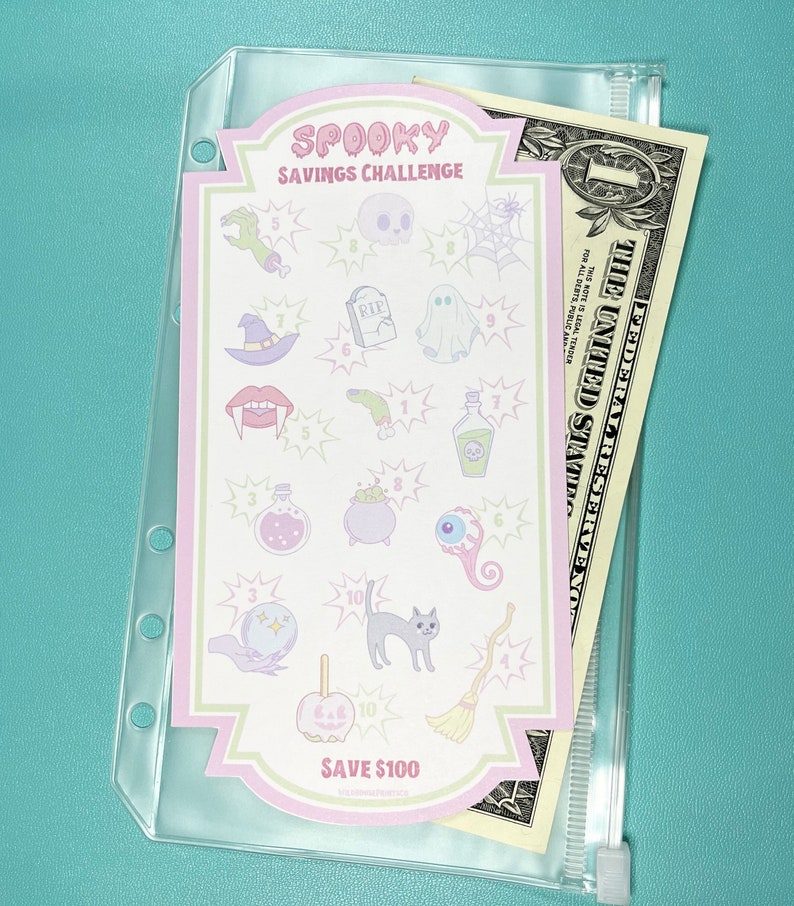 Savings Challenge Printable Spooky 100 Dollar for A6 Cash - Etsy