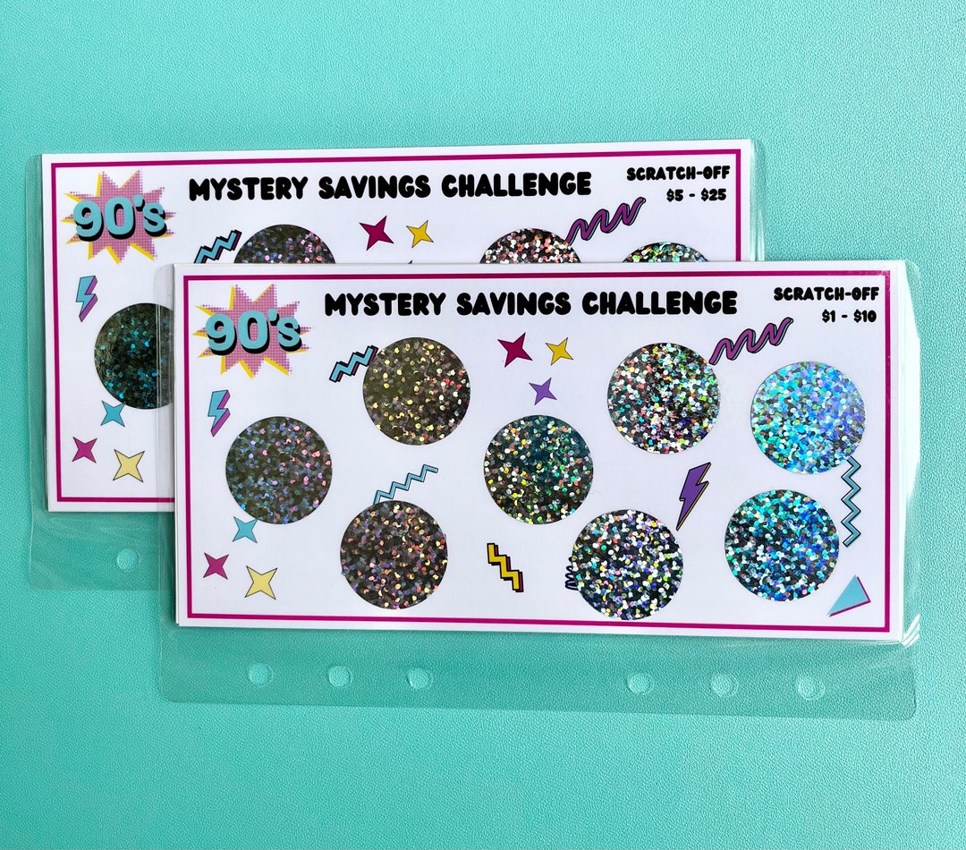 90s Mystery Scratch off Savings Challenge | A6 Size | High or Low ...
