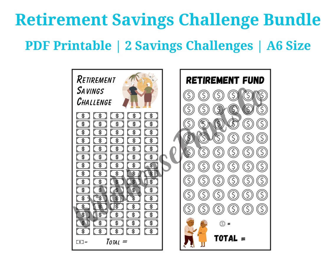 Retirement Savings Challenge Printable Bundle | for A6 Cash Envelopes ...