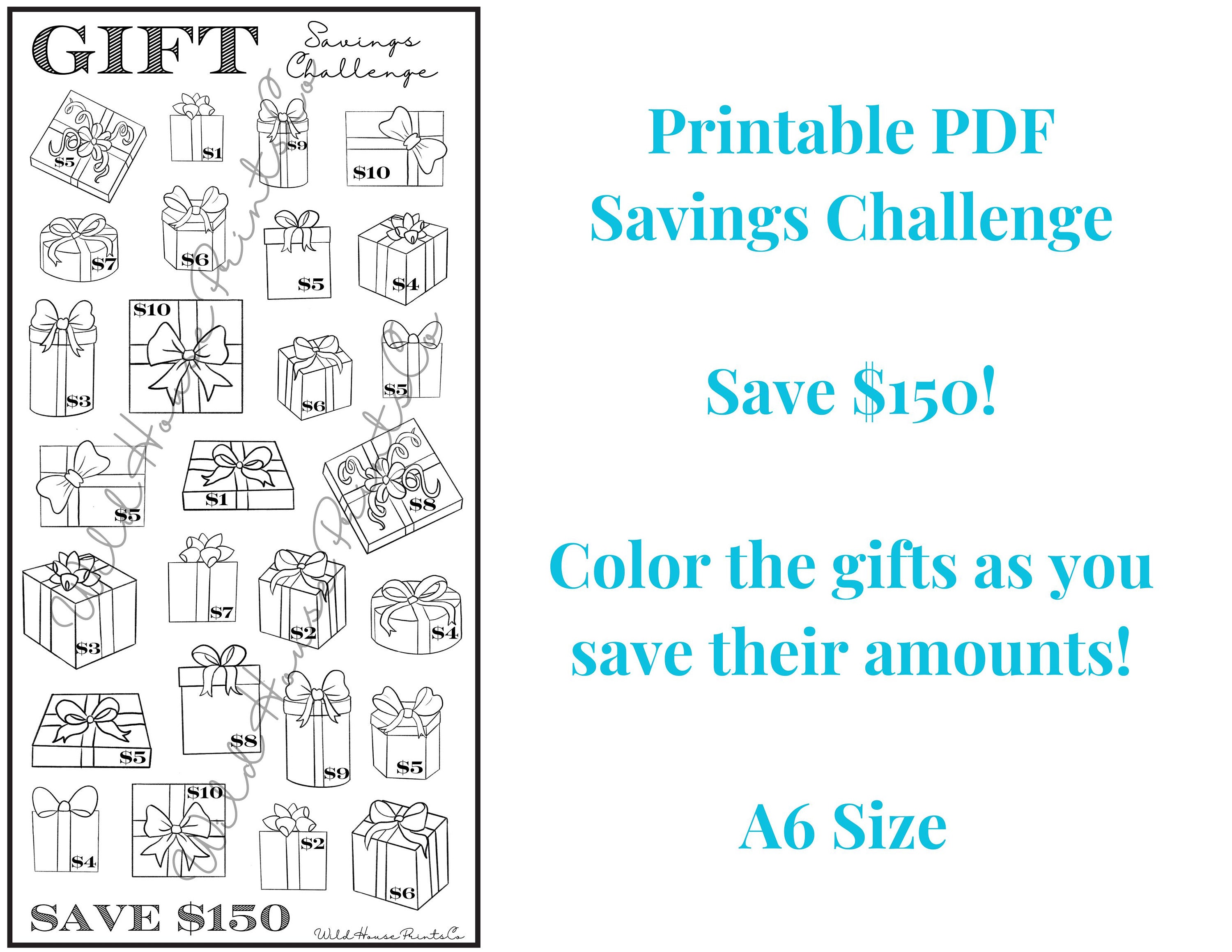 Savings Challenge Printable, Gift, 150 Dollar, for A6 Cash Envelopes ...