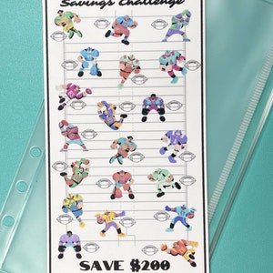 Savings Challenge Printable, Football, 200 Dollar, for A6 Cash ...