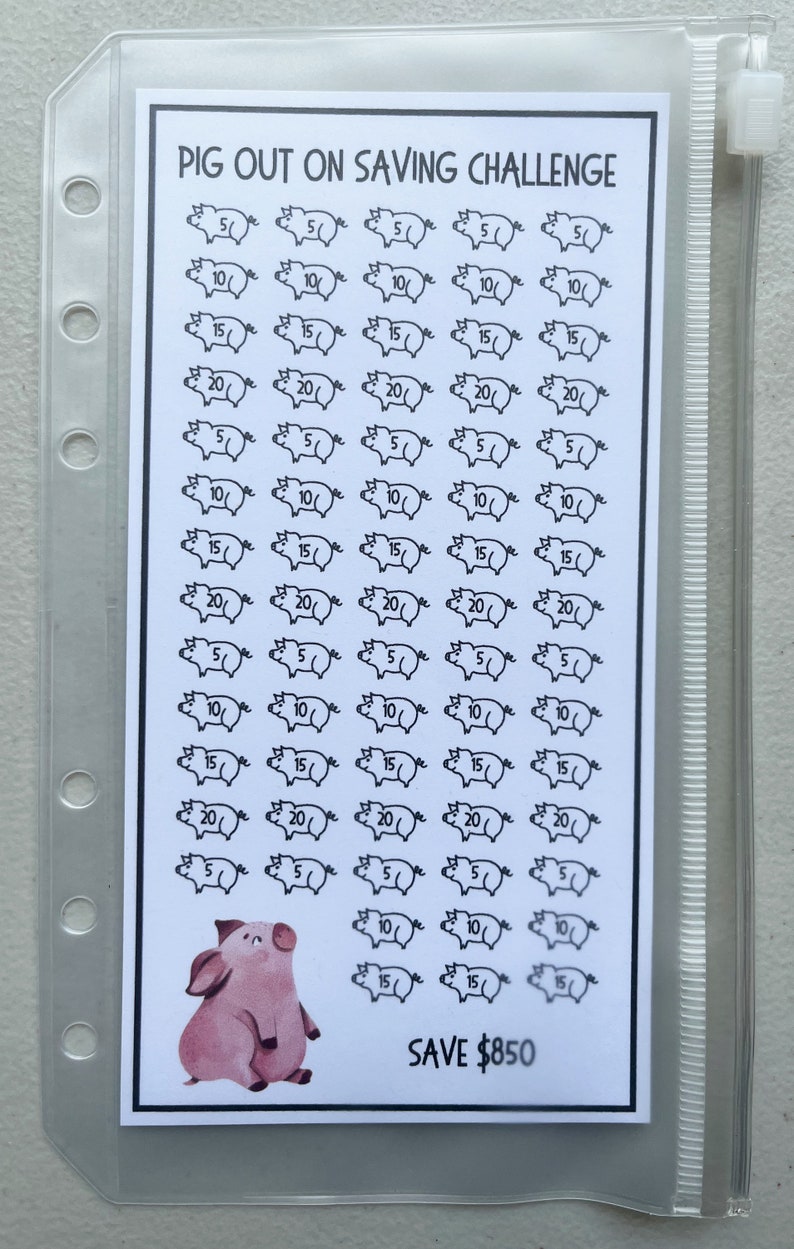Pig Out on Saving Challenge Printable for A6 Cash Envelopes - Etsy