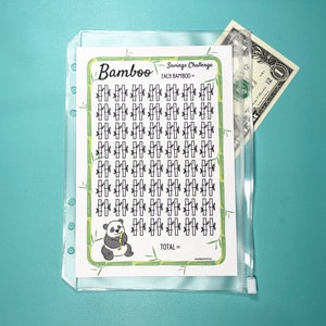 Savings Challenge Printable, Bamboo Panda, Any Budget, for A5 Cash ...