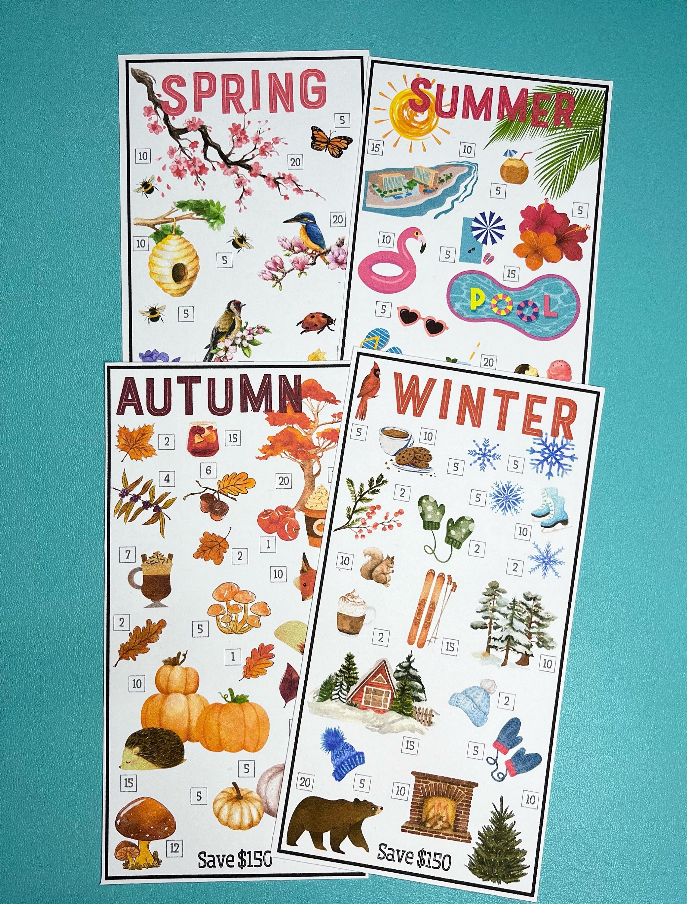 Seasons Savings Challenge Printable Bundle 150 Dollar for - Etsy