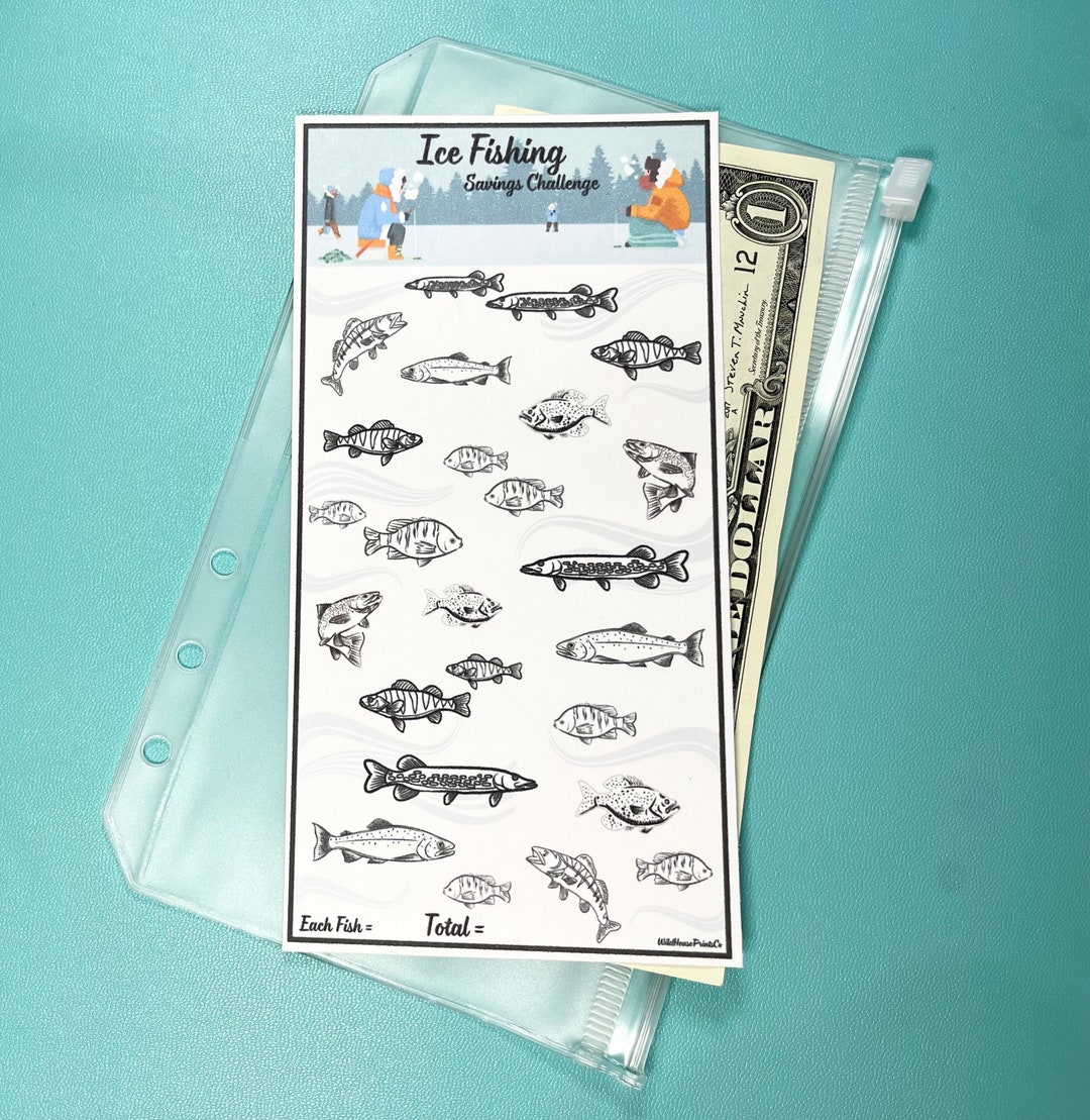 Savings Challenge Printable | Ice Fishing | Any Budget | A6 Size - Etsy
