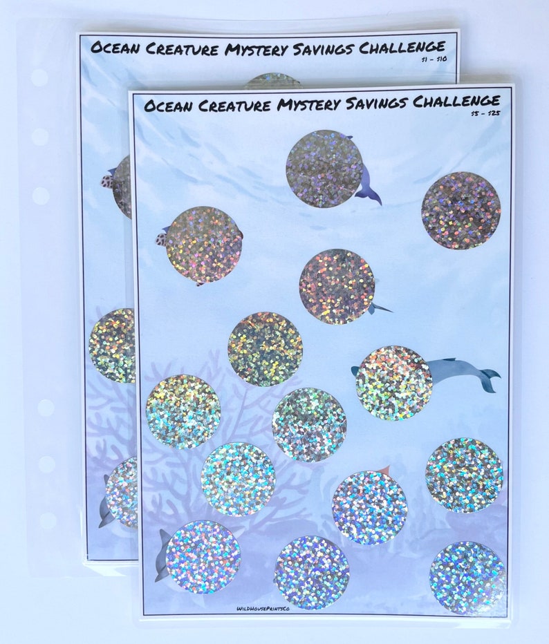 Mystery Scratch off Savings Challenge | A5 Size | Ocean Animals | High ...