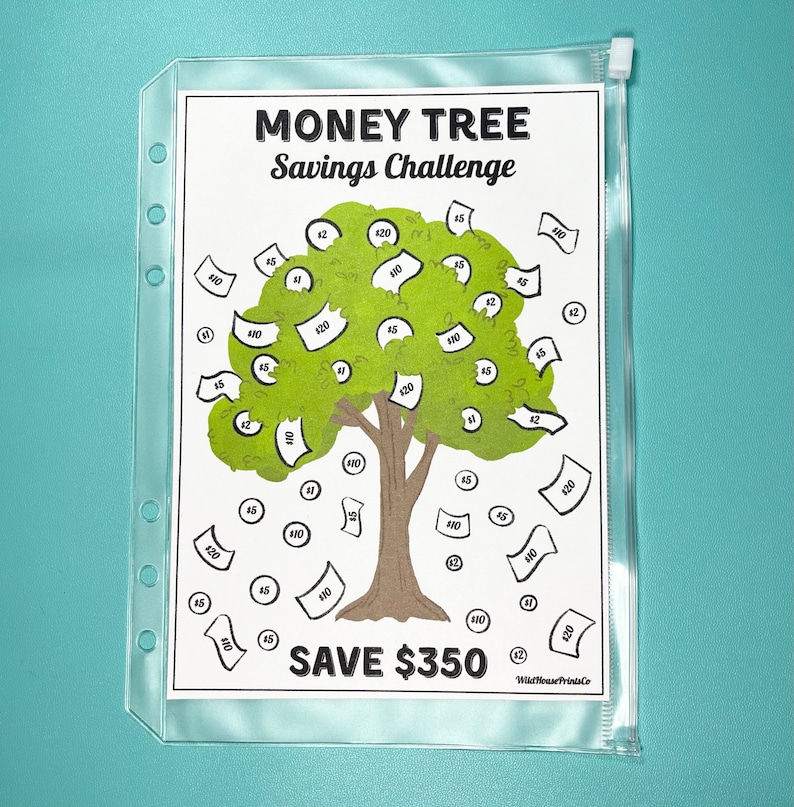 Savings Challenge Printable, Money Tree, 350 Dollar, for A5 Cash ...
