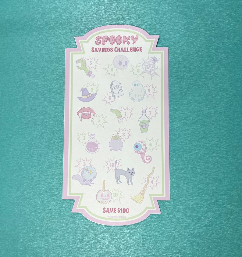 Savings Challenge Printable, Spooky, 100 Dollar, for A6 Cash Envelopes ...