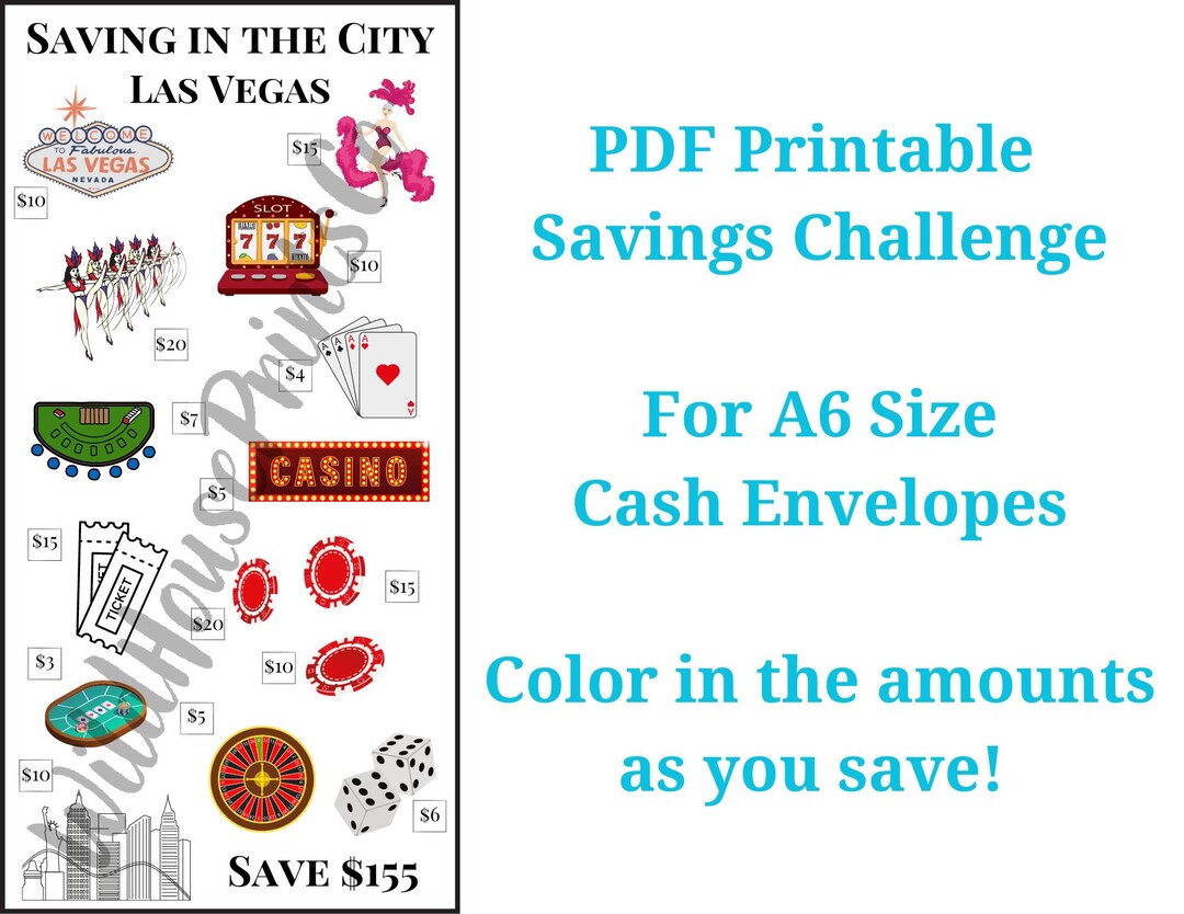 Las Vegas Savings Challenge Printable, Gambling Fund, 155 Dollars, Any ...