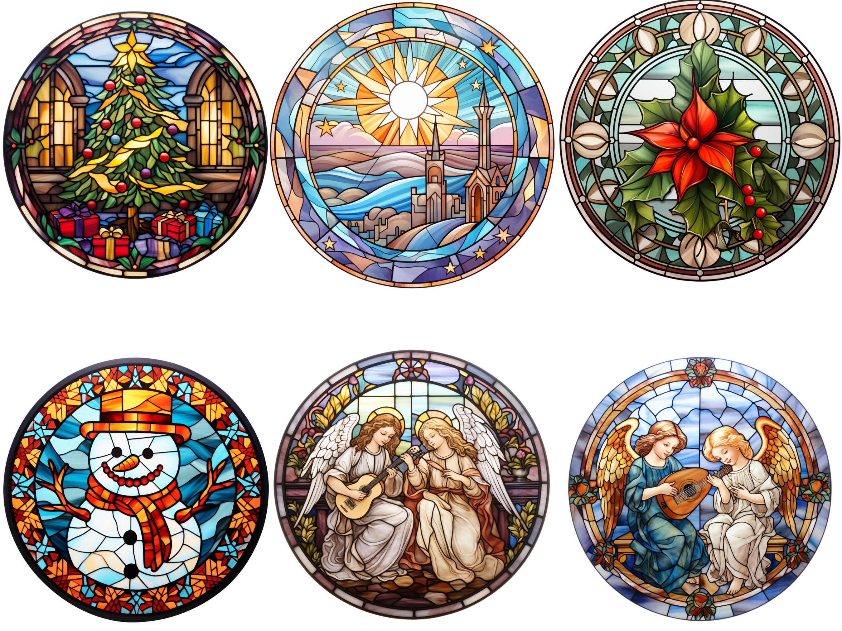 Christmas Stained Glass Clipart Bundle Stained Glass Bundle Santa