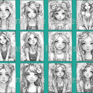 Boho Girls Coloring Pages, 16 Digital Downloads, Beautiful Portraits ...