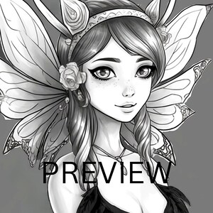 Gothic Fairies Adult Coloring Page 10 Digital Download Grayscale ...