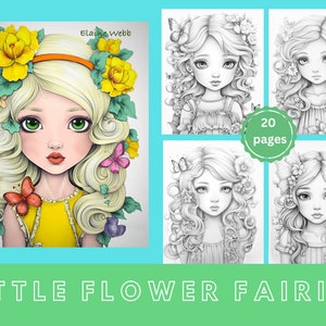 Little Flower Fairies Adult Coloring Pages 20 Digital - Etsy