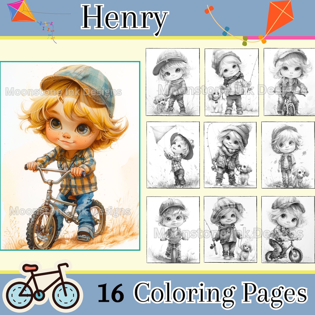 The Adorable Henry Coloring Pages, 16 Digital Downloads, Cute Portraits ...