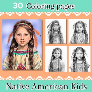 Native American Kids Coloring Pages, 30 Digital Downloads, Beautiful ...