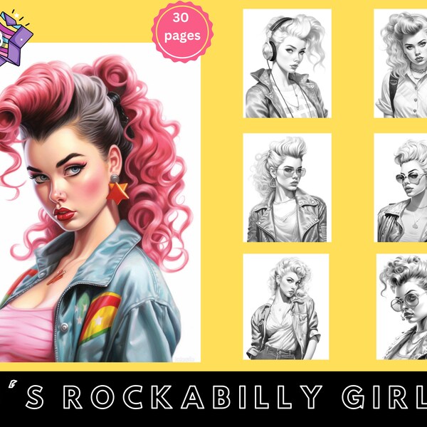 Rockabilly Coloring - Etsy