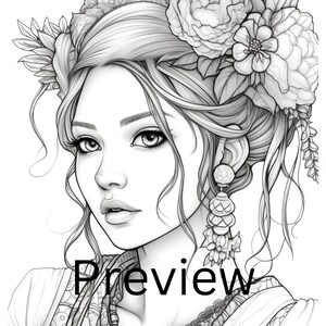 Exotic Fairy Adult Coloring Page 10 Digital Download Grayscale Coloring ...