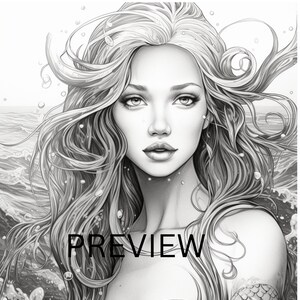 Beautiful Mermaid Adult Coloring Page 5 Digital Download Images ...