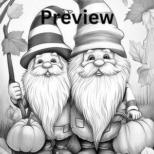 Fall Gnomes Adult Coloring Pages, 30 Digital Downloads, Grayscale ...