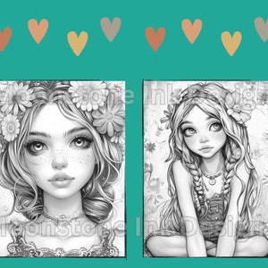 Boho Girls Coloring Pages, 16 Digital Downloads, Beautiful Portraits ...