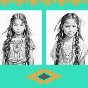 Native American Kids Coloring Pages, 30 Digital Downloads, Beautiful ...