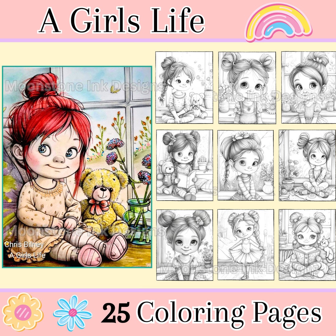 A Girls Life Coloring Pages, 20 Digital Downloads, Beautiful Portraits ...