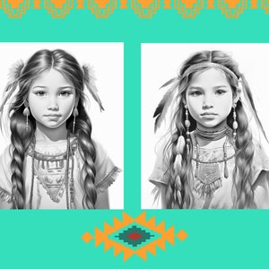 Native American Kids Coloring Pages, 30 Digital Downloads, Beautiful ...