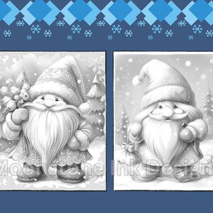 Winter Gnomes Adult Coloring Pages, 24 Digital Downloads, Grayscale ...