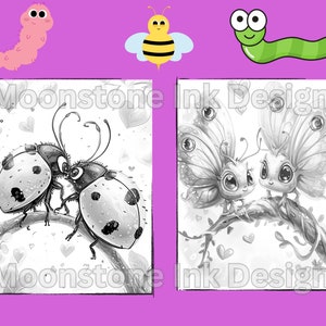Love Bugs Coloring Pages, 16 Digital Downloads, Beautiful Portrait ...