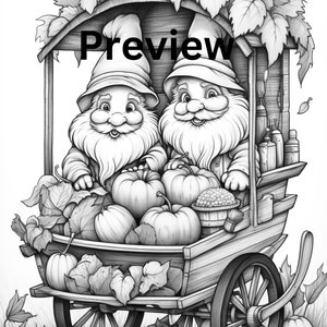 Fall Gnomes Adult Coloring Pages, 30 Digital Downloads, Grayscale ...